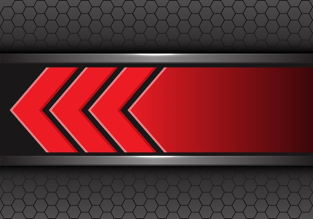 Premium Vector Red Arrow On Gray Hexagon Mesh Background