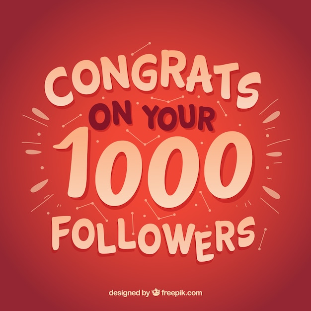 Free Vector | Red background of 1000 followers Free Vector | Red background of 1000 followers