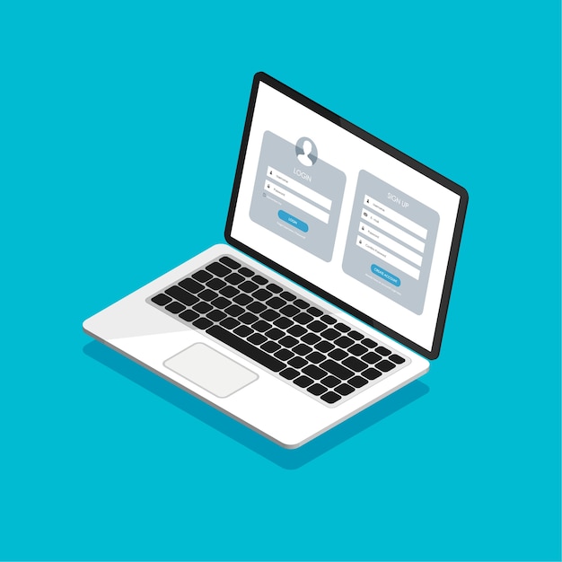 Premium Vector | Registration form and login form page on isometric ... Premium Vector | Registration form and login form page on isometric ...