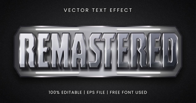 Premium Vector | Remastered text, silver metallic editable text effect ... Premium Vector | Remastered text, silver metallic editable text effect ...