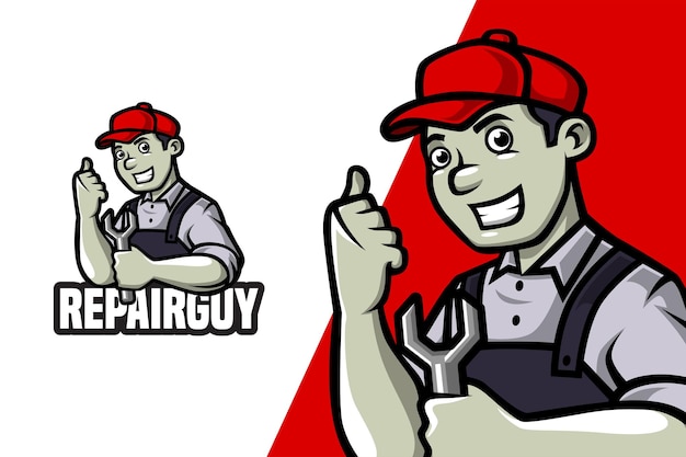 Premium Vector | Repair guy - mascot logo template Premium Vector | Repair guy - mascot logo template