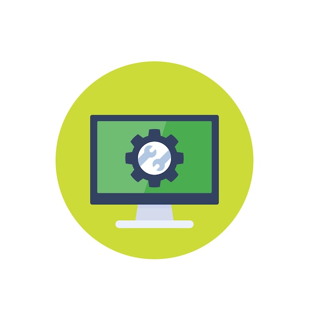 Premium Vector | Repair service, gear and wrenches on computer screen ... Premium Vector | Repair service, gear and wrenches on computer screen ...