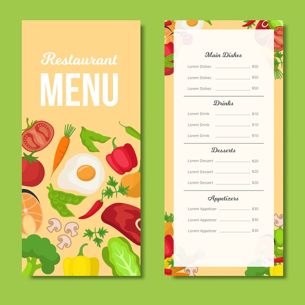 Restaurant colorful menu template | Free Vector Restaurant colorful menu template | Free Vector