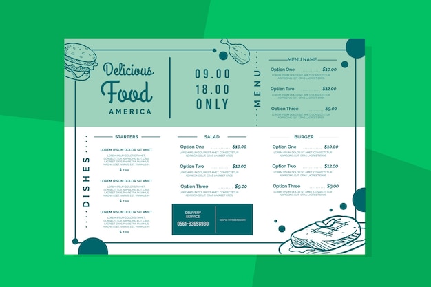 Free Vector | Restaurant colorful menu template Free Vector | Restaurant colorful menu template