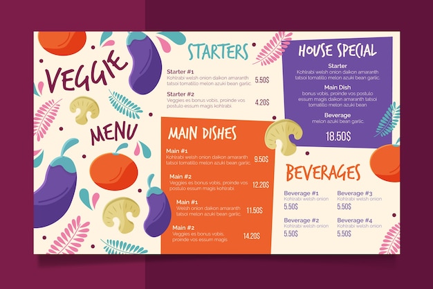 Free Vector | Restaurant colorful menu template Free Vector | Restaurant colorful menu template