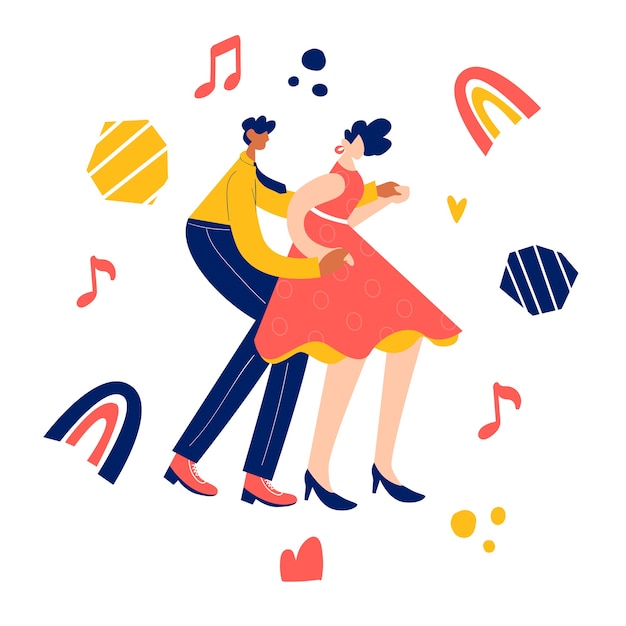 Premium Vector Retro Party Dance Concept Black Young Couple Dancing