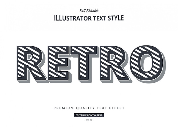 Premium Vector Retro Stripped 3d Text Style Effect