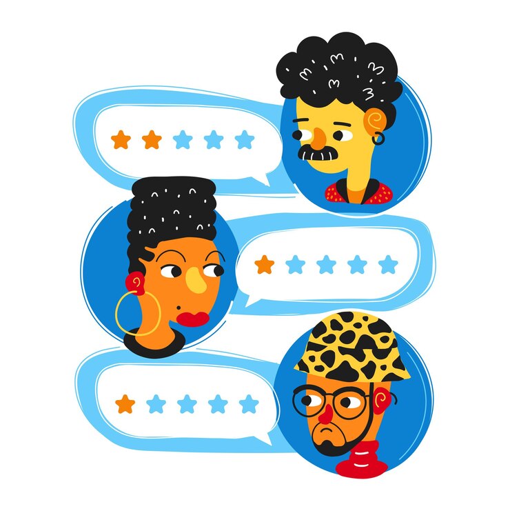 Premium Vector | Review rating bubble speeches and people avatars ... Premium Vector | Review rating bubble speeches and people avatars ...