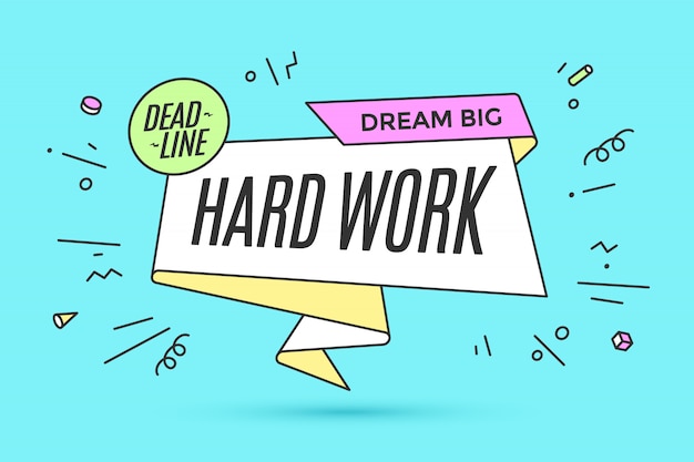 Premium Vector | Ribbon banner with text hard work Premium Vector | Ribbon banner with text hard work