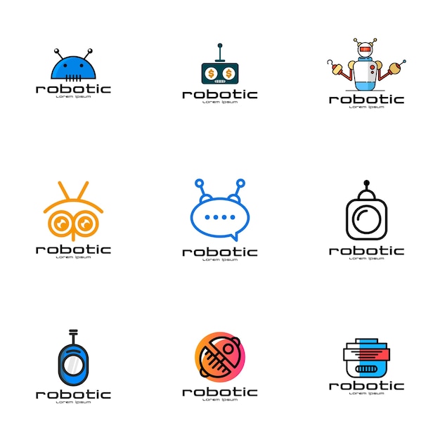 Premium Vector | Robotic logo set Premium Vector | Robotic logo set
