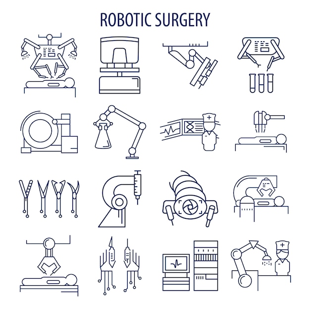 Premium Vector | Robotic surgery set Premium Vector | Robotic surgery set