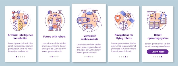 Premium Vector Robotics Courses Onboarding Mobile App Page Screen With Linear Concepts