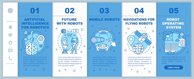 Premium Vector Robotics Courses Onboarding Mobile Web Pages Template Automation Responsive