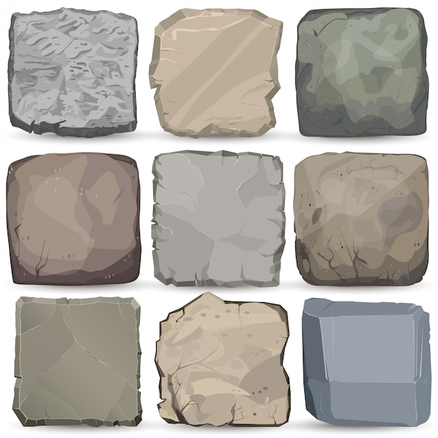 Premium Vector | Rock stone cartoon banner set. square stone panel. big ... Premium Vector | Rock stone cartoon banner set. square stone panel. big ...
