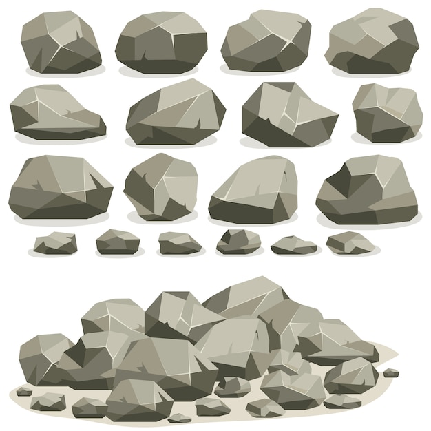 Premium Vector | Rock stone cartoon in isometric flat style. set of ... Premium Vector | Rock stone cartoon in isometric flat style. set of ...