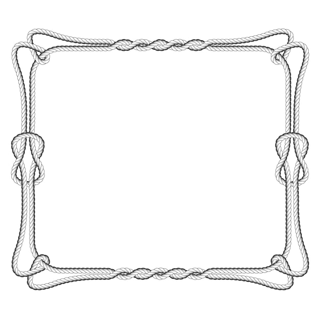 Premium Vector | Rope square frame with knots and loops Premium Vector | Rope square frame with knots and loops