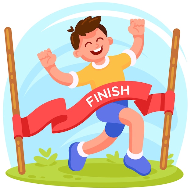 Premium Vector | Runing boy finished Premium Vector | Runing boy finished
