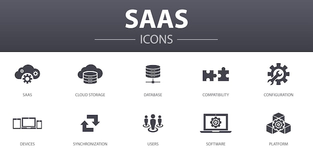 Premium Vector | Saas simple concept icons set. contains such icons as ...