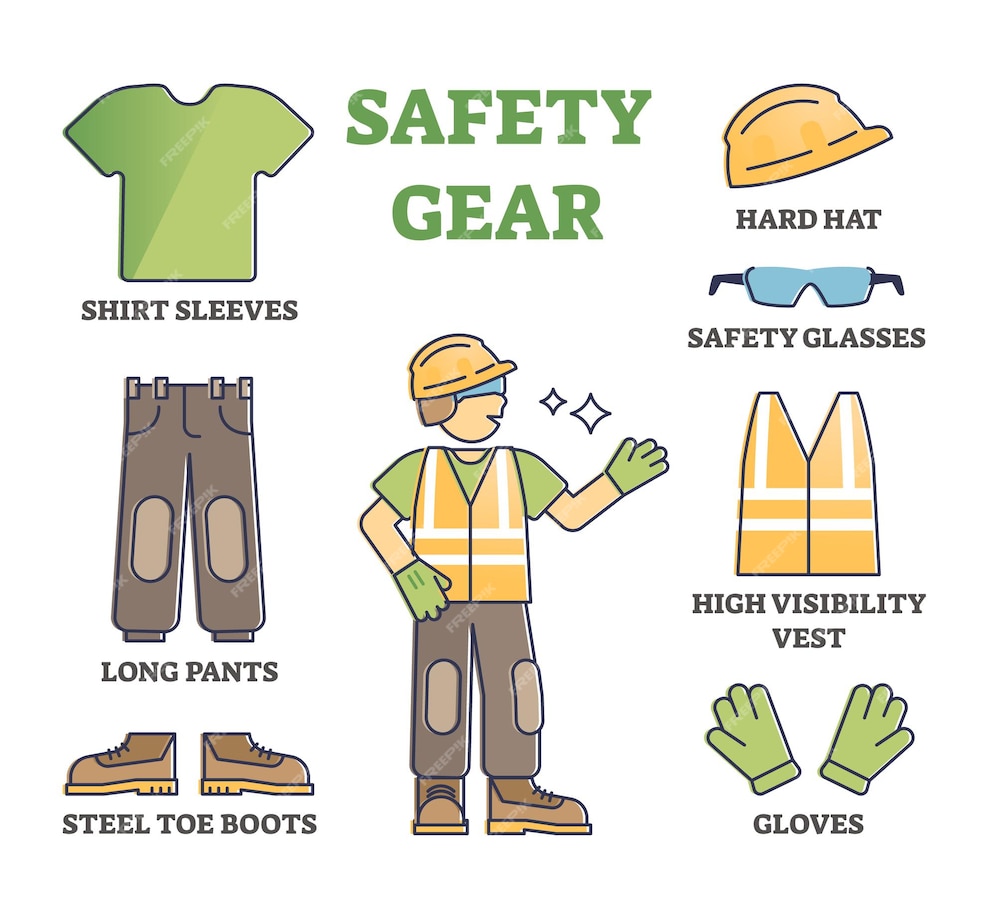 Premium Vector Safety Gear Collection As Worker Equipment In Construction Site Outline Set
