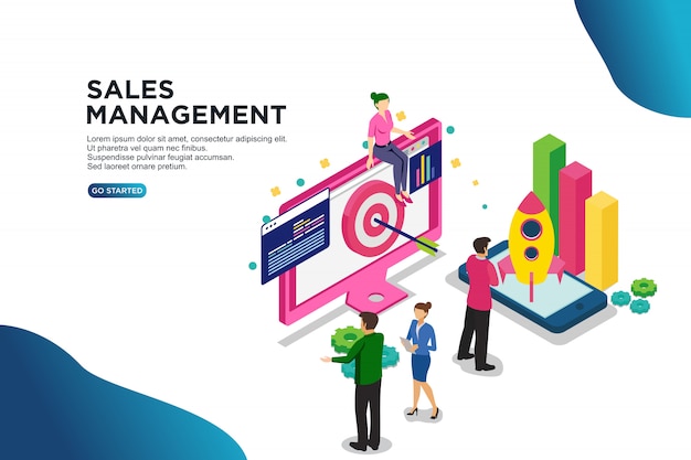 Sales management isometric vector illustration concept | Premium Vector Sales management isometric vector illustration concept | Premium Vector