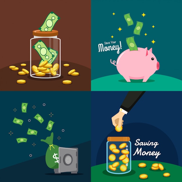 Saving money illustration | Premium Vector Saving money illustration | Premium Vector