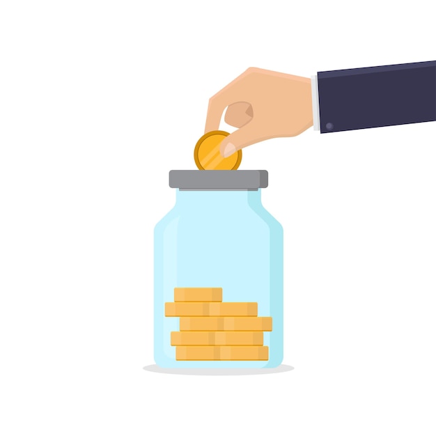 Premium Vector | Saving money in a jar design illustration Premium Vector | Saving money in a jar design illustration