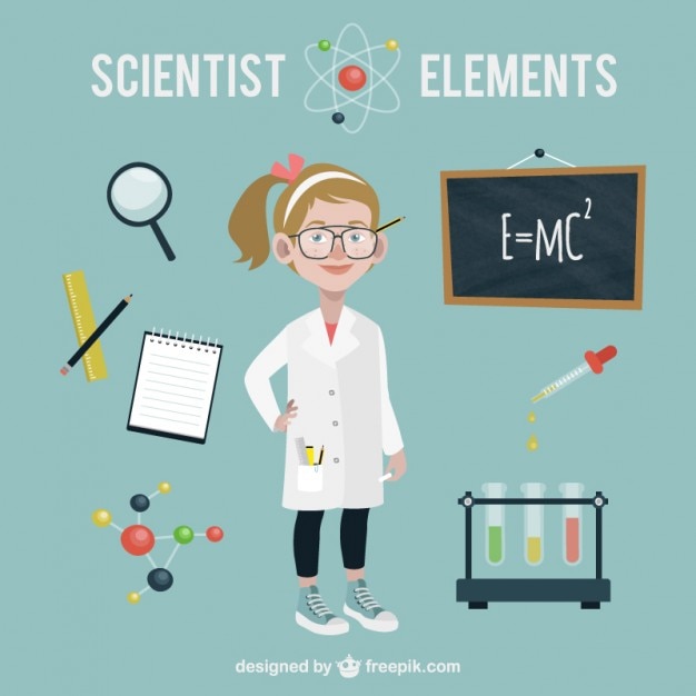 Scientist with science accessories Vector | Premium Download Scientist with science accessories Vector | Premium Download