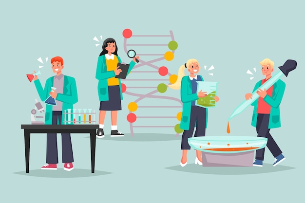 Scientists working illustration | Free Vector Scientists working illustration | Free Vector