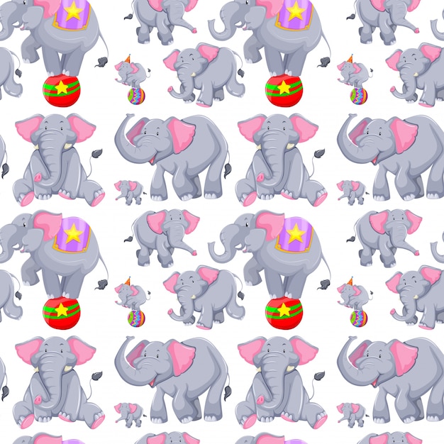 Free Vector | Seamless background with gray elephants Free Vector | Seamless background with gray elephants