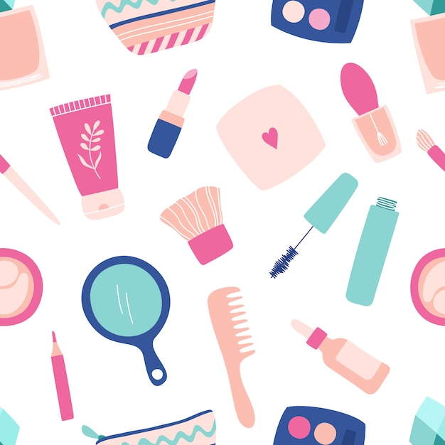 Premium Vector Seamless Beauty And Makeup Cosmetics Pattern