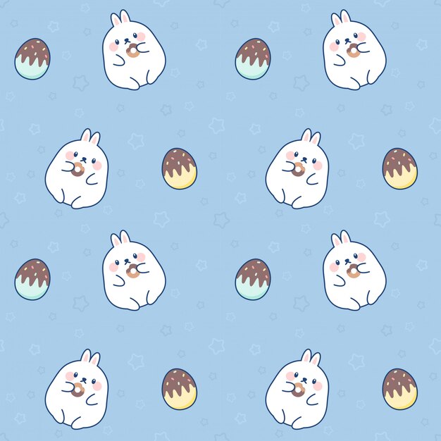 Premium Vector Seamless Pattern Chubby Rabbit