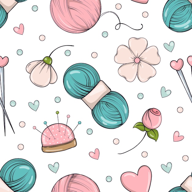 Premium Vector Seamless Pattern In Doodle Style With Sewing And