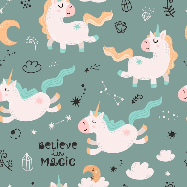 Premium Vector | Seamless pattern with magic unicorns. Premium Vector | Seamless pattern with magic unicorns.