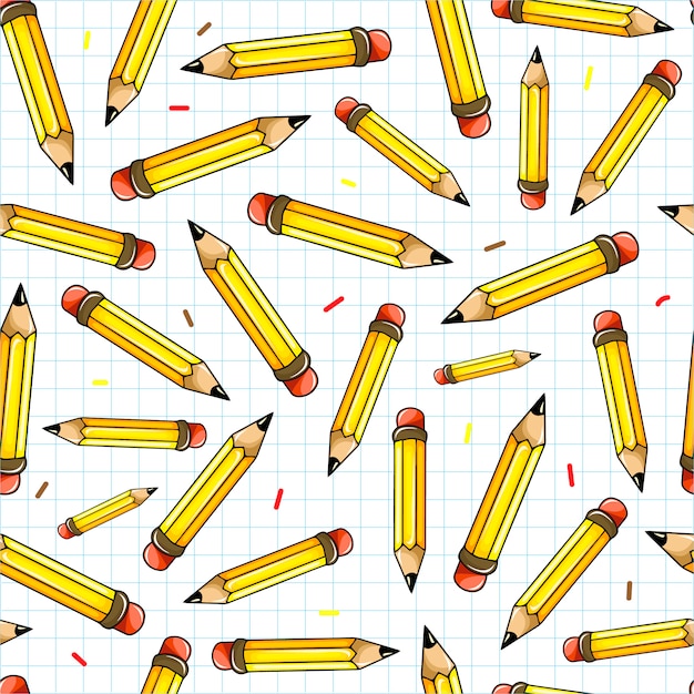 Premium Vector | Seamless school pattern with pencils Premium Vector | Seamless school pattern with pencils