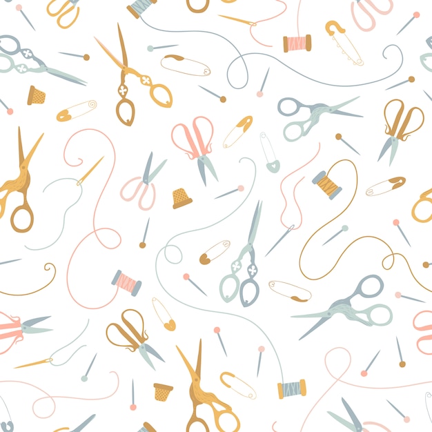 Premium Vector Seamless Sewing Pattern In Pastel Colors Vintage