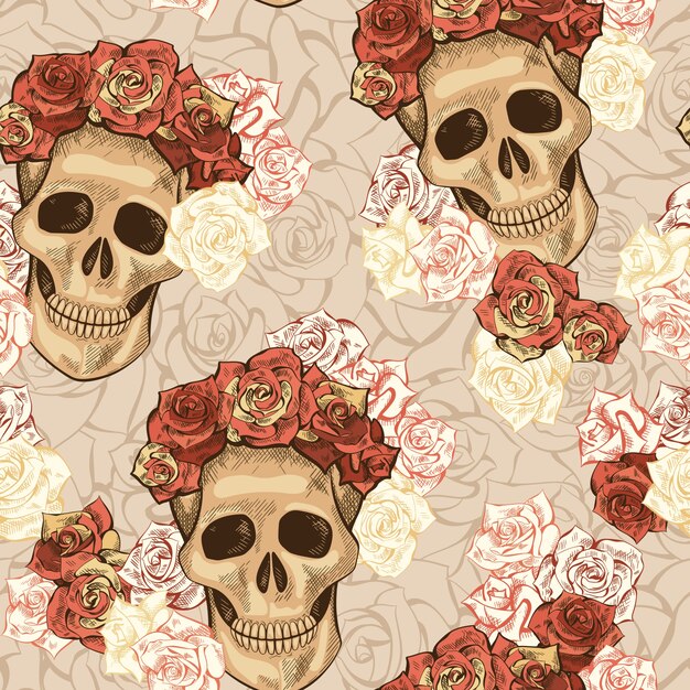 Premium Vector | Seamless skull pattern Premium Vector | Seamless skull pattern