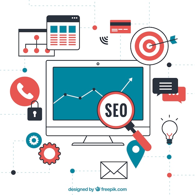 Premium Vector Seo Elements Background In Flat Style