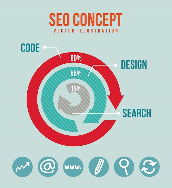 Premium Vector Seo Illustration With Arrows And Icons Vector Background