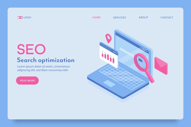 Premium Vector | Seo, search optimization landing page Premium Vector | Seo, search optimization landing page