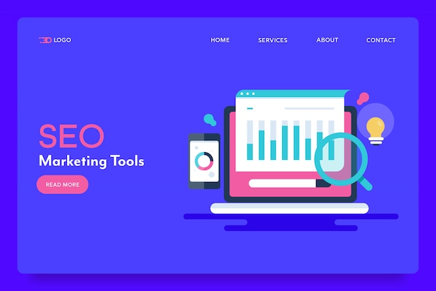 Premium Vector | Seo tools conceptual landing page Premium Vector | Seo tools conceptual landing page