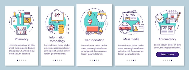 Premium Vector Service Industries Onboarding Mobile App Page Screen With Linear Concepts