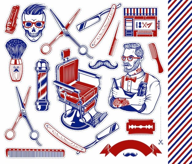 Premium Vector | Set of barber tools Premium Vector | Set of barber tools
