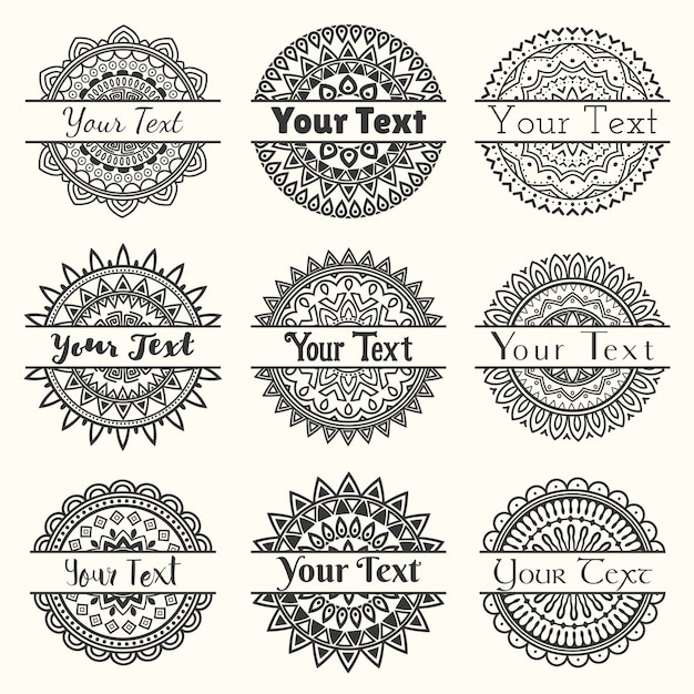 Free Vector | Set of black and white mandalas with space for text Free Vector | Set of black and white mandalas with space for text