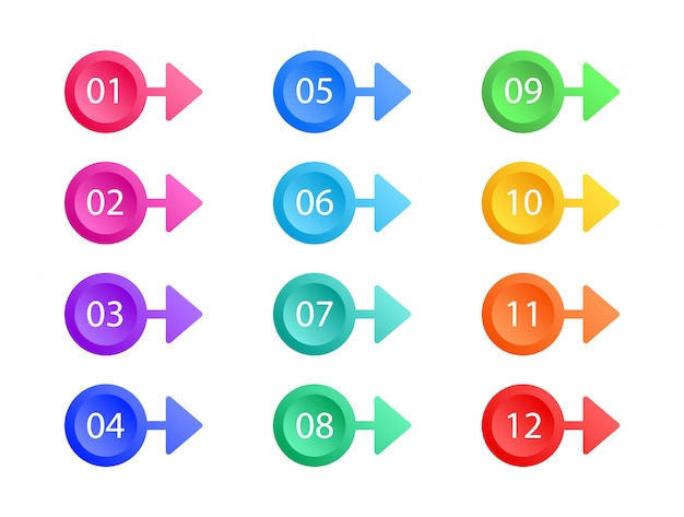 Premium Vector | Set of bullet points. arrows vector. colorful web ... Premium Vector | Set of bullet points. arrows vector. colorful web ...