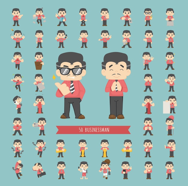 Premium Vector | Set of businessman character Premium Vector | Set of businessman character
