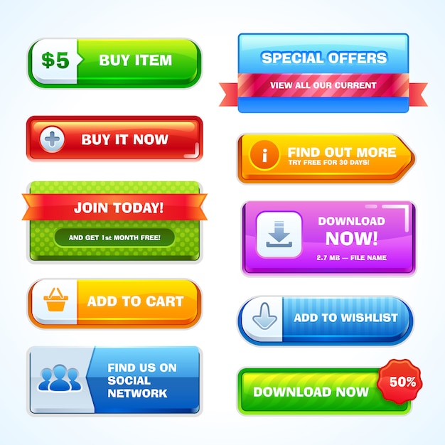 Premium Vector | Set of buttons for website or app. Premium Vector | Set of buttons for website or app.