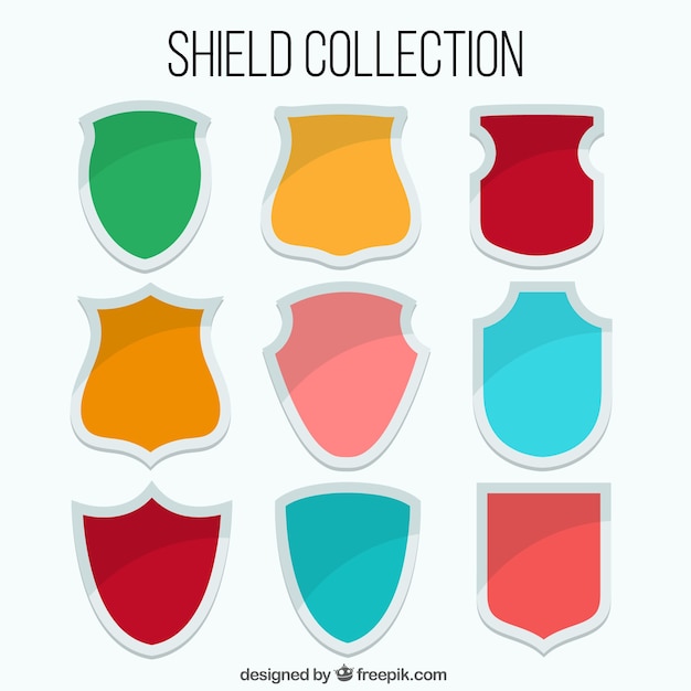 Free Vector | Set of colored shields Free Vector | Set of colored shields