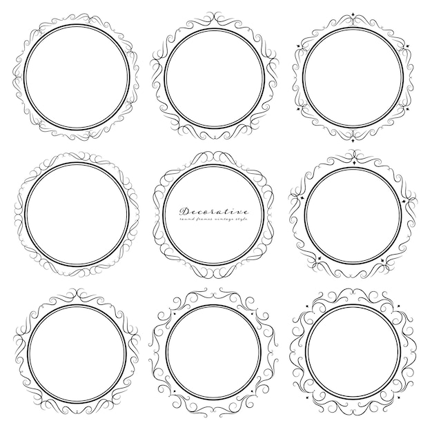 Premium Vector | Set of decorative round frames vintage style. Premium Vector | Set of decorative round frames vintage style.