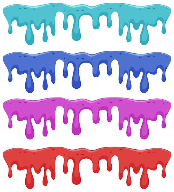 Premium Vector | Set of different coloured paint drips Premium Vector | Set of different coloured paint drips