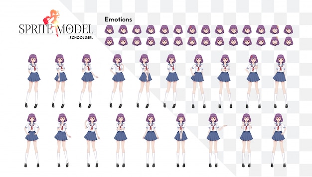 Premium Vector Set Of Emotionssprite Full Length Character For Game Visual Novel Anime Manga